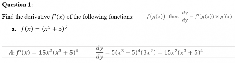 4. The Chain Rule – MathsMethods.com.au