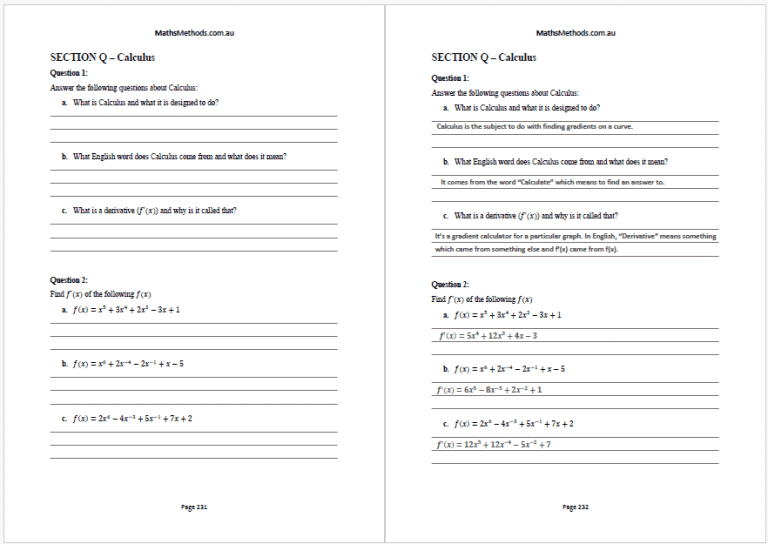 Year 11 Revision Workbook - MathsMethods.com.au